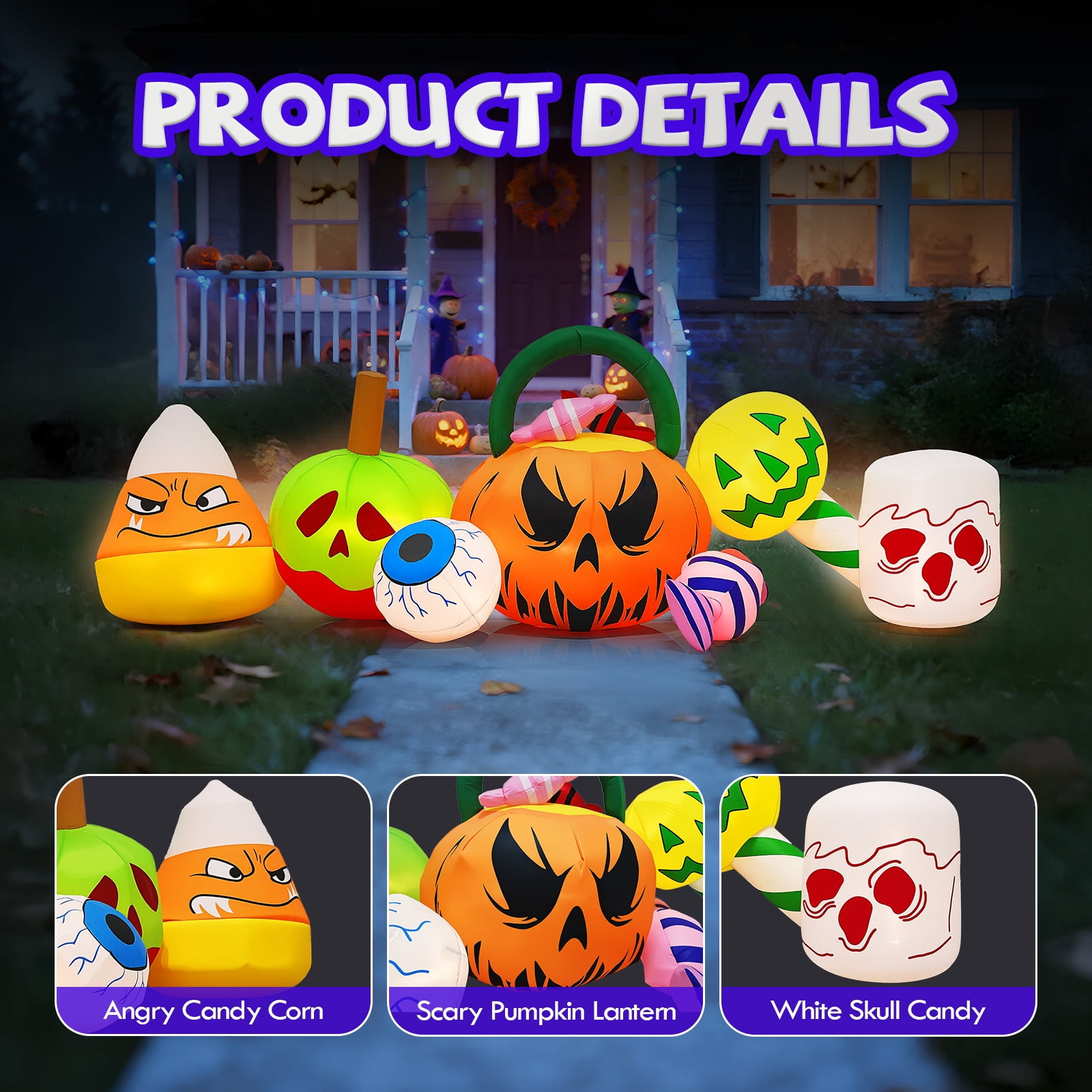 7FT/8FT Halloween Inflatable Set | Built-in LED Lights & Spooky Designs ...