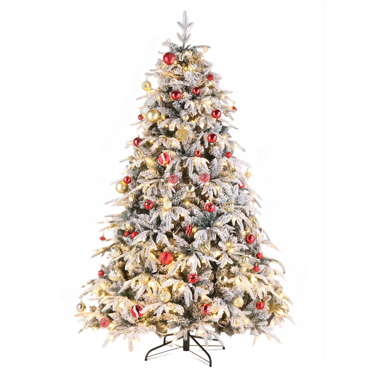 7FT Artificial Christmas Tree, Flocking Xmas Tree with 1678 Branches ...