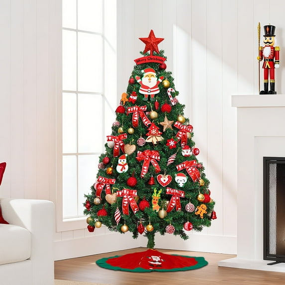 7FT Christmas Tree with LED Lights and Ornaments Set Package, Pre-Lit ...