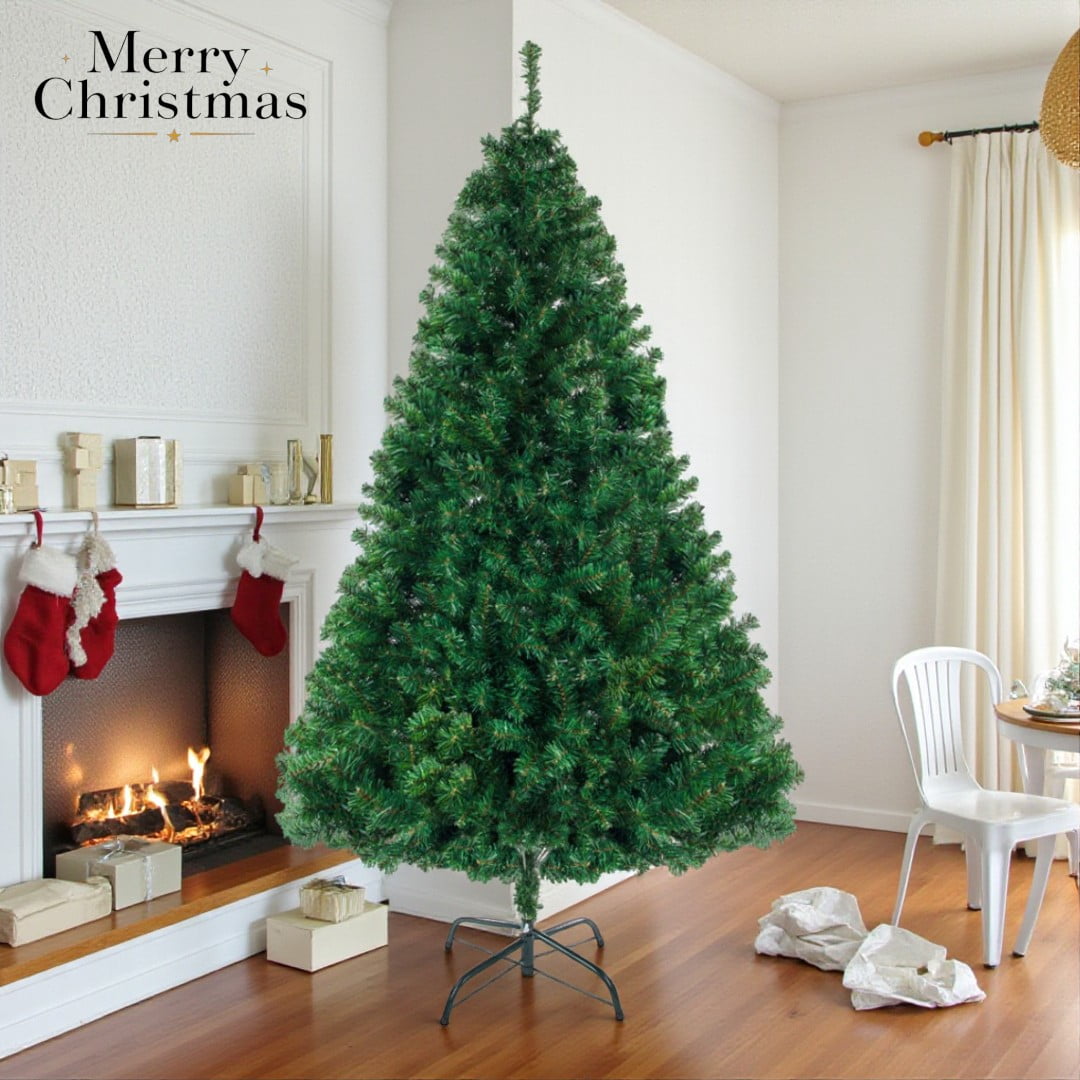 7FT Artificial Christmas Tree, Unlit Green Holiday Pine Tree with 1334 ...