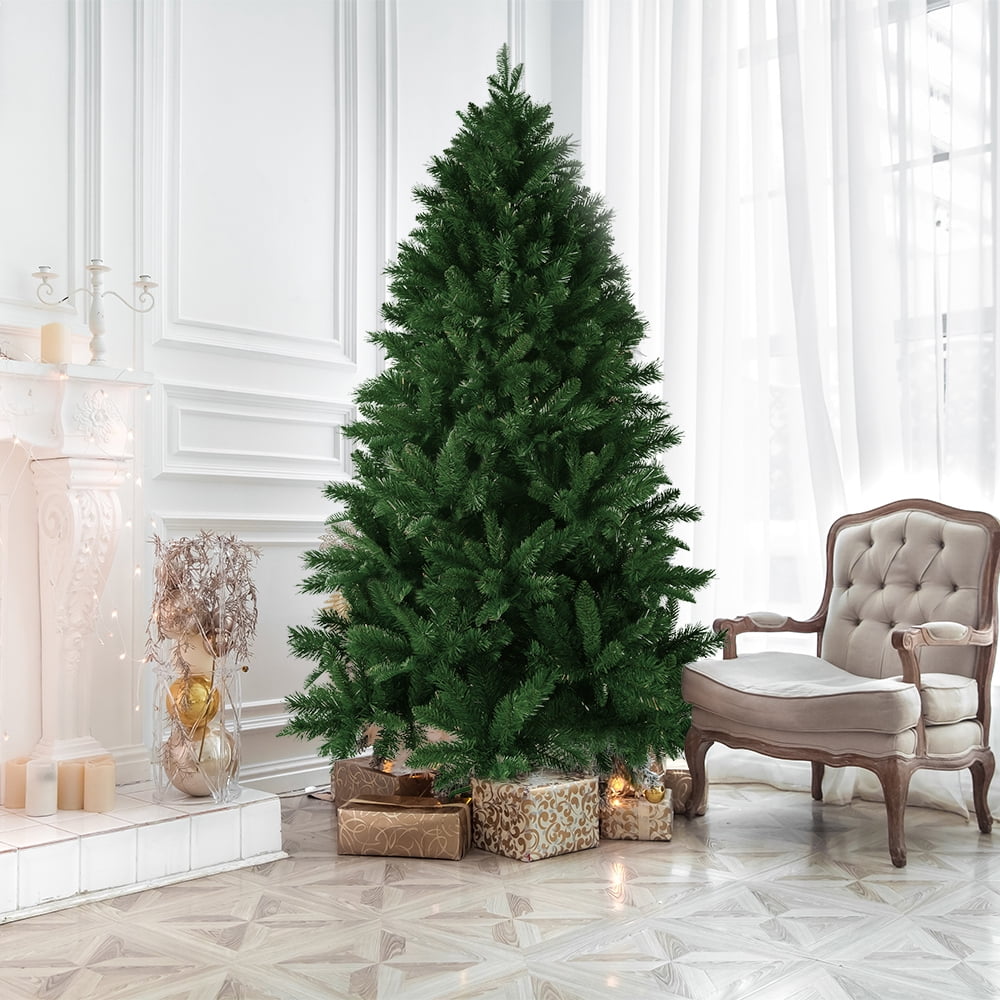 7FT Artificial Christmas Tree with Metal Stand, Unlit Christmas Tree ...