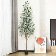 Gymax 4Ft Artificial Ficus Tree Fake Greenery Plant Home Office ...