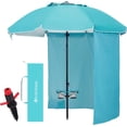 7FT Beach Umbrella with Table and Anchor, Heavy Duty Windproof, UPF 50 ...