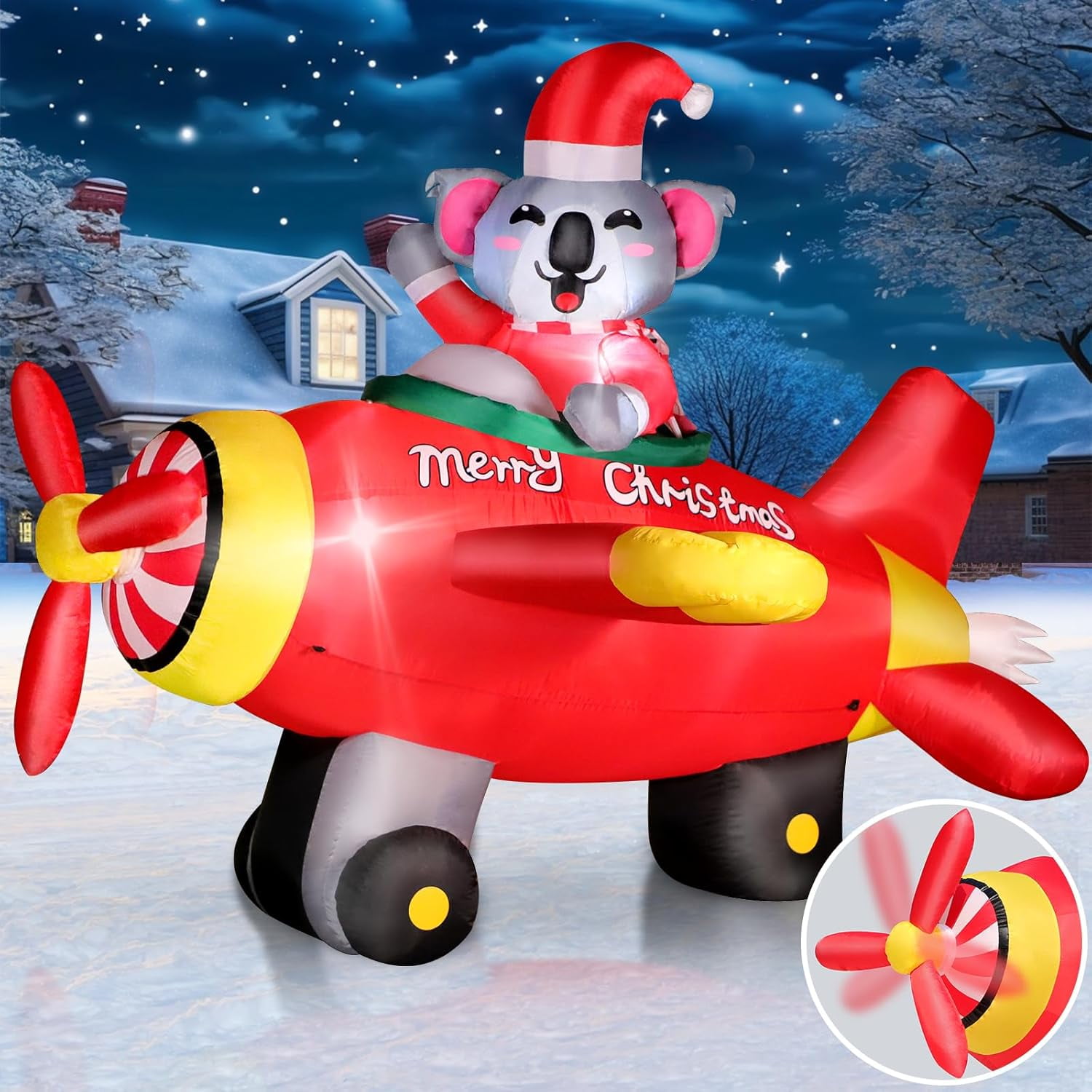 7FT Christmas Inflatable Animated Airplane Outdoor Decoration, Cute ...