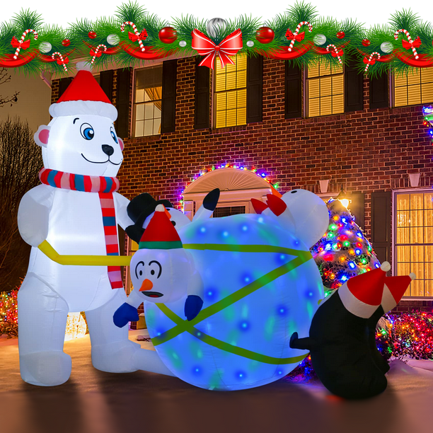 7ft Christmas Inflatables Decorations Outdoor Indoor Polar Bear Snowman