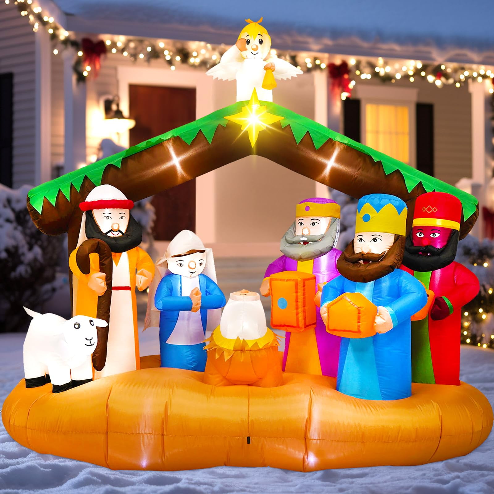 7FT Christmas Inflatables Nativity Scene Outdoor Decorations, Christmas Blow Up Yard Decorations ...