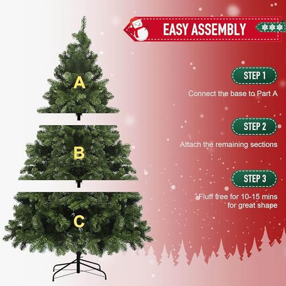 7FT Christmas Trees, Premium Hinged Artificial Christmas Tree Holiday ...