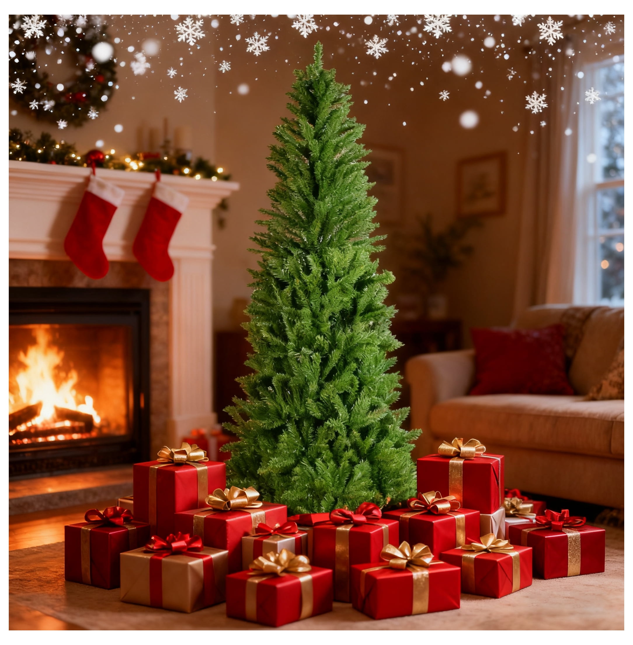 7FT Classic Pencil Christmas Tree is an 84-inch classic pencil-shaped ...