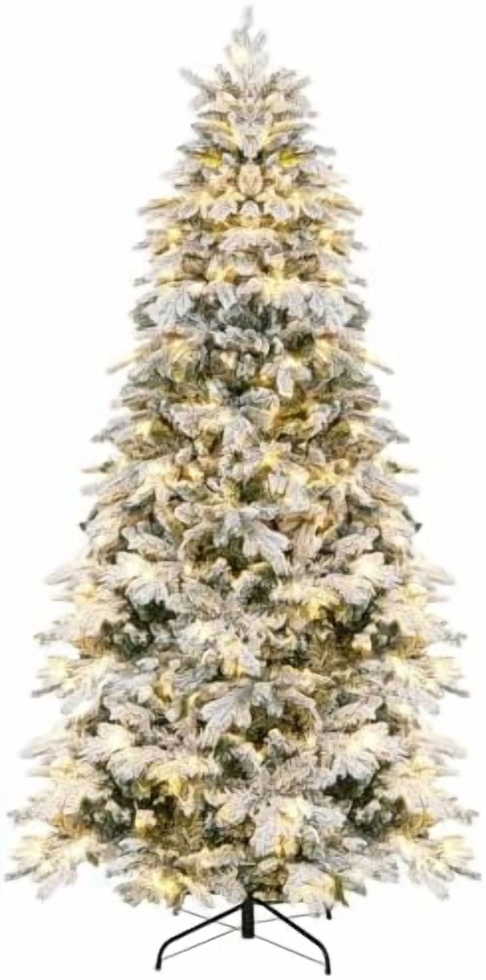 7FT Flocking Christmas Tree, Fire Resistant Artificial Christmas Tree ...