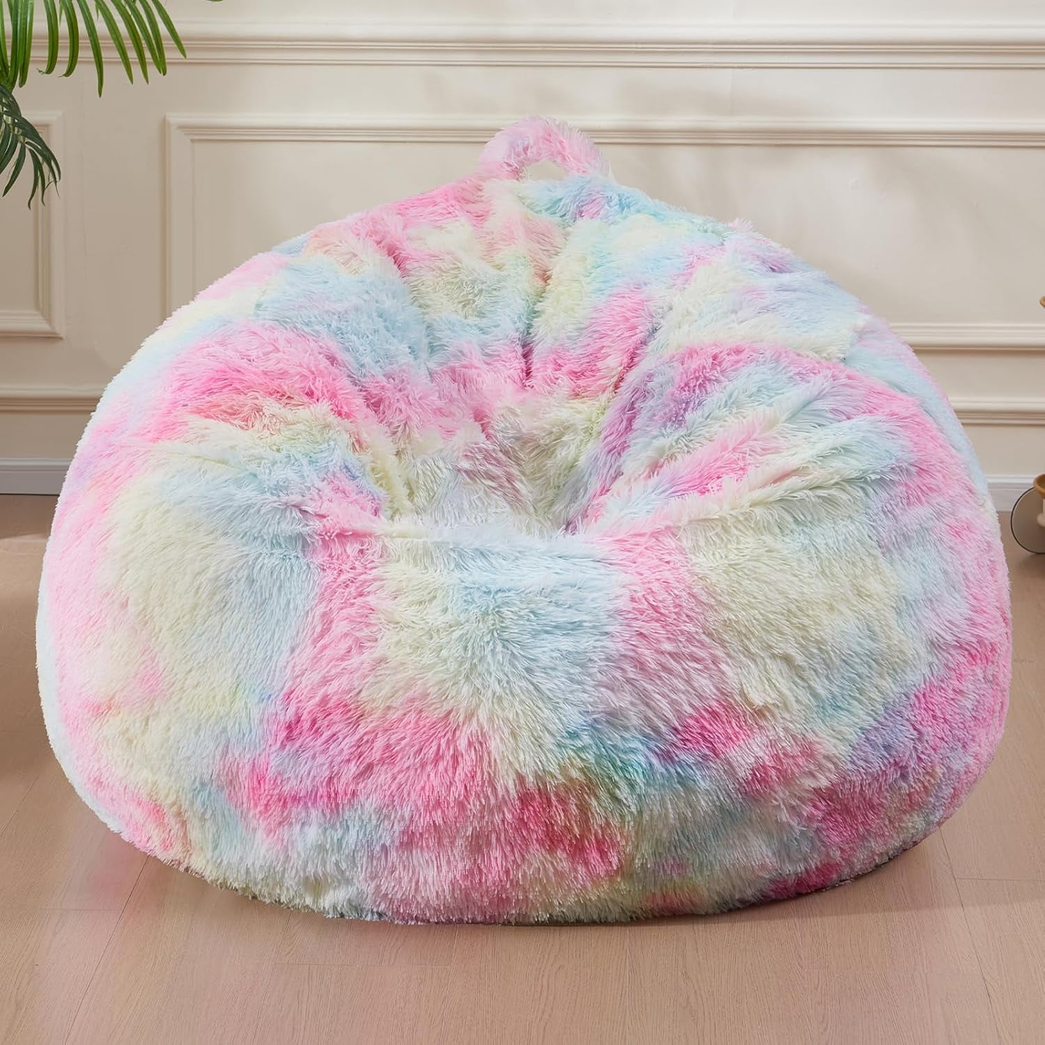 7FT Giant Fur Bean Bag Chair Cover, Ultra Soft Rainbow Bean Bag Chairs ...
