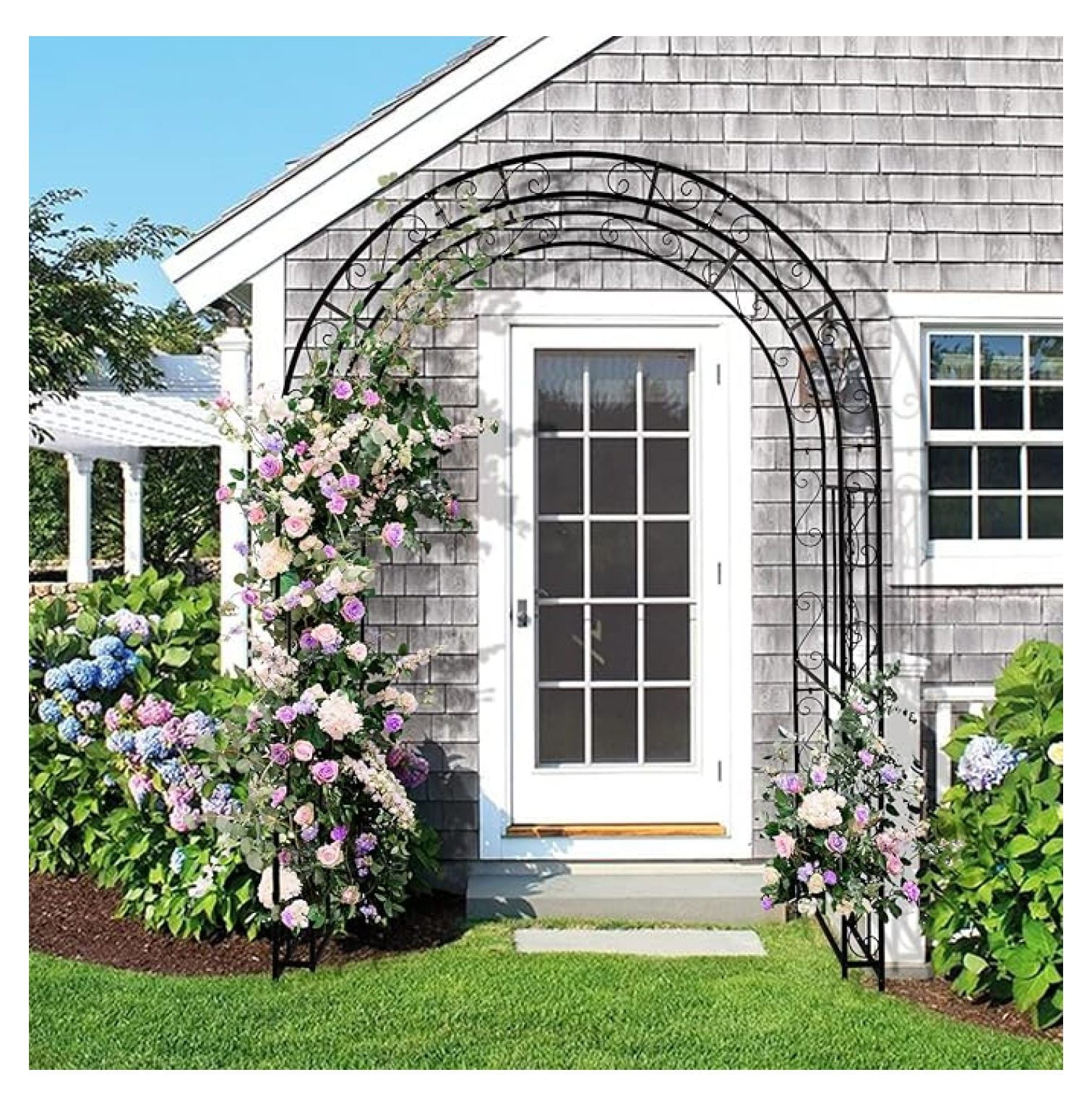 7FT Heavy Duty Steel Garden Arbor with Side Garden Trellis, Rust ...