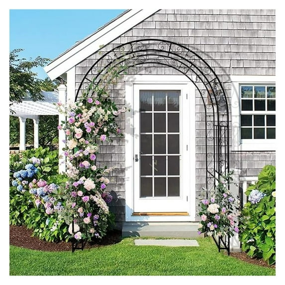 7FT Heavy Duty Steel Garden Arbor with Side Garden Trellis, Rust ...