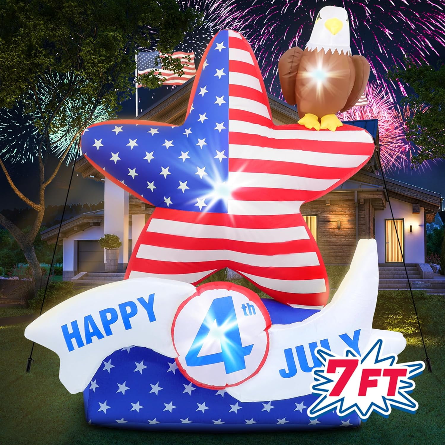 7FT Independence Day Decorations Inflatables, Upgraded 4th of July ...
