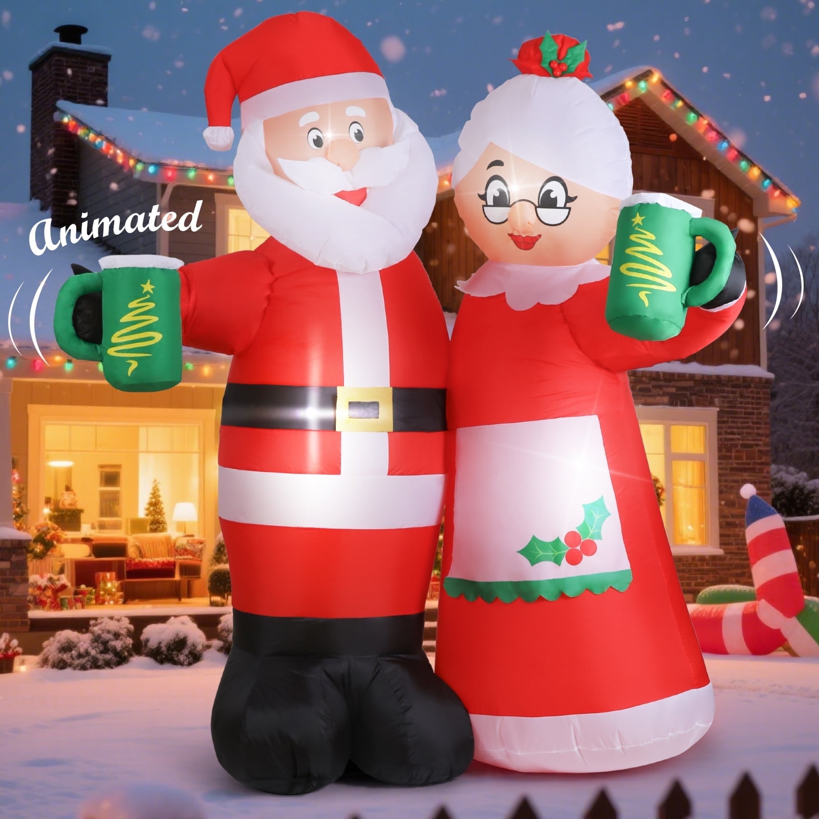 Aship 7FT Christmas Inflatables Santa, Animated Cheers Santa Inflatable ...
