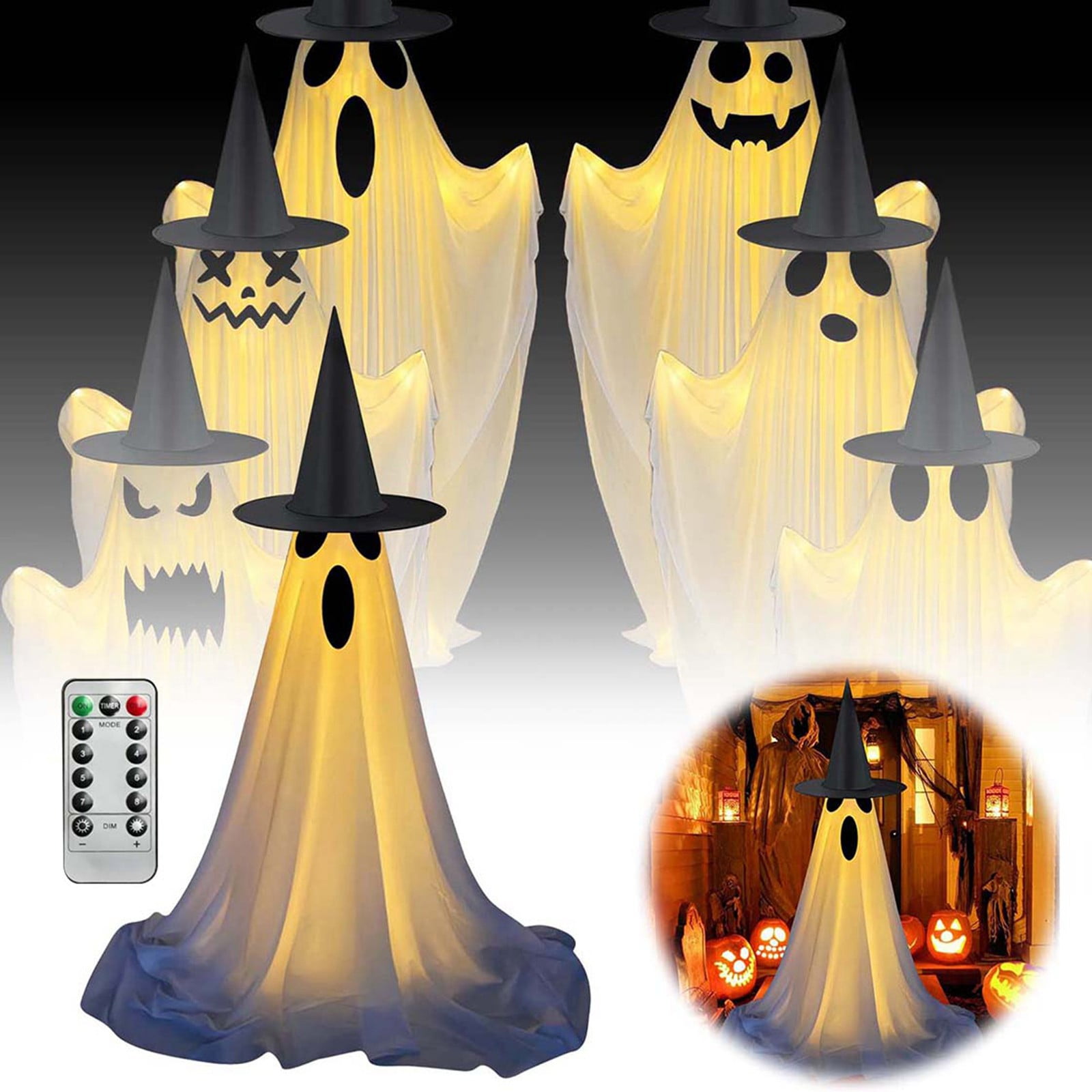 7FT LED Halloween Decorations Outdoor - Remote Control Glowing Ghost ...