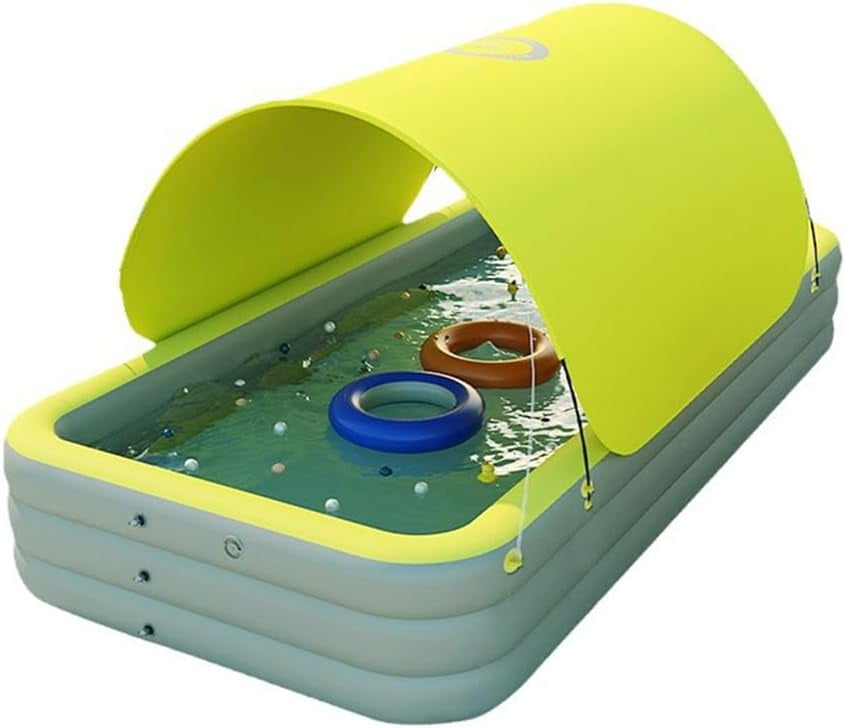 7FT Large Inflatable Pool with Canopy - Kiddie Pool, Foldable, Family ...