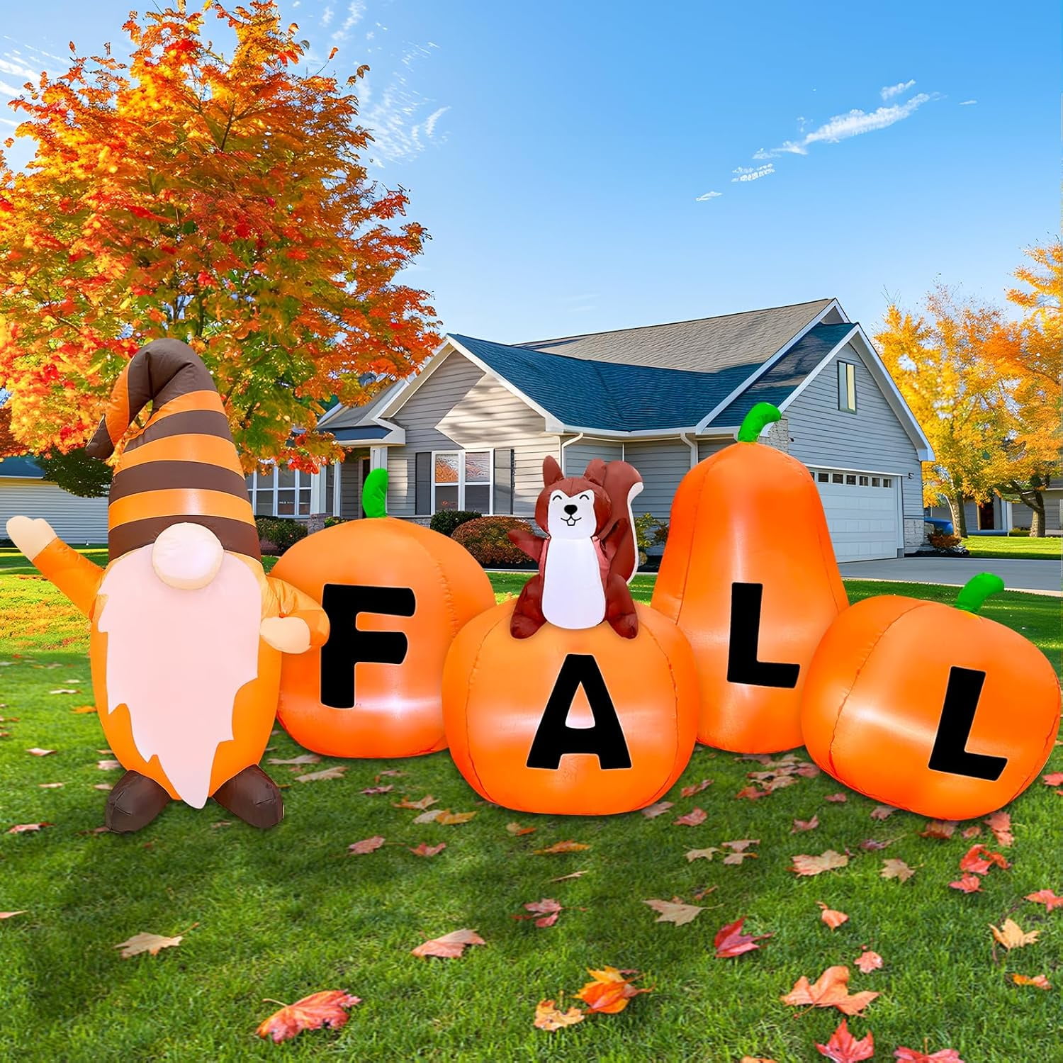 7FT Long Fall Thanksgiving Inflatables Pumpkin Outdoor Decorations ...