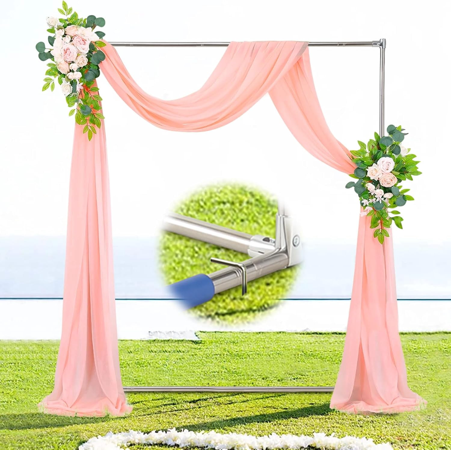 7FT Metal Arch Backdrop Stand, 6FT Wide Stainless Steel Wedding Arch ...