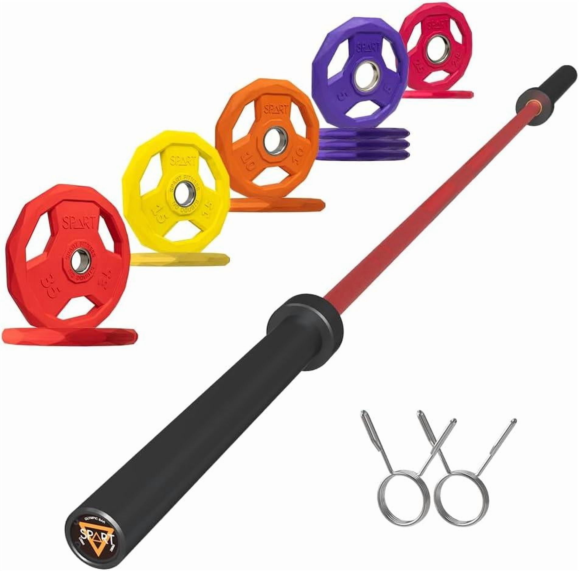 7FT Olympic Barbell Bar with Weight Plate Set Combo, Solid Olympic Bar ...
