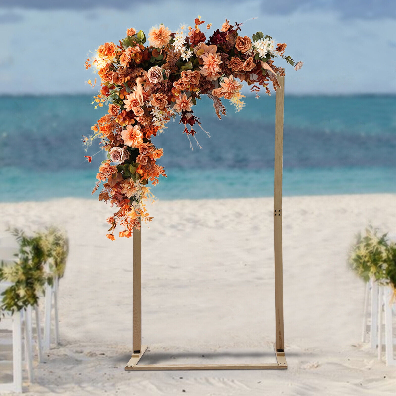 7FT Outdoor Wood Backdrop Stand Square Wedding Arch Party Event ...