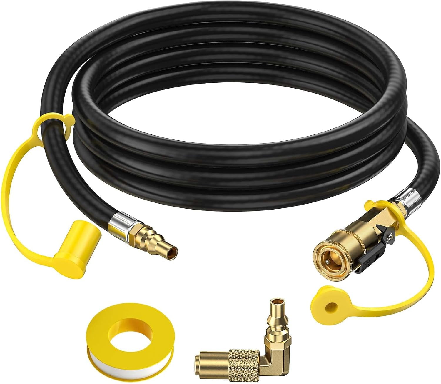 7FT Quick Connect RV Propane Hose with 1/4" Safety Shutoff Valve and 1/ ...