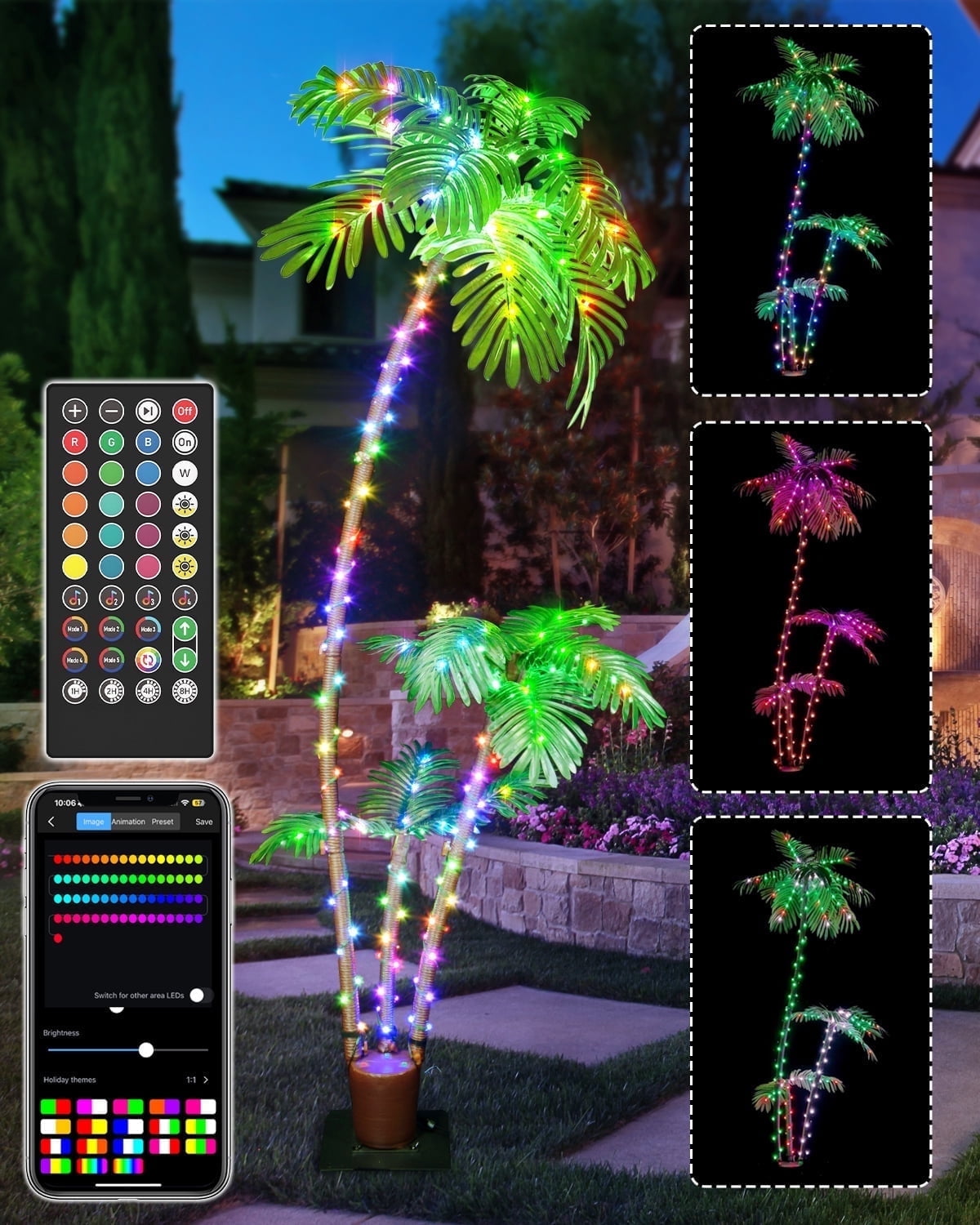 Avatar Controls Smart Lighted 7FT Palm Tree with Multicolor RGB LEDs ...