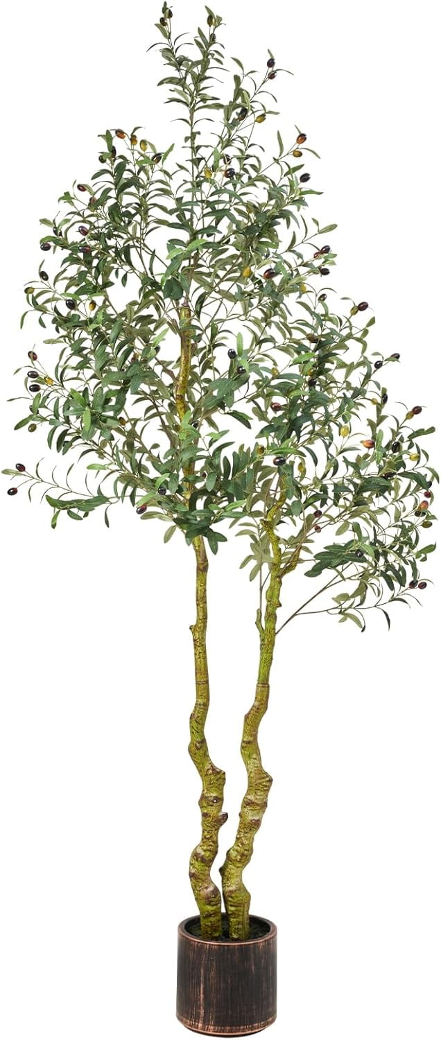 7FT Tall Faux Olive Tree Artificial - Extra Large Fake Tree with ...