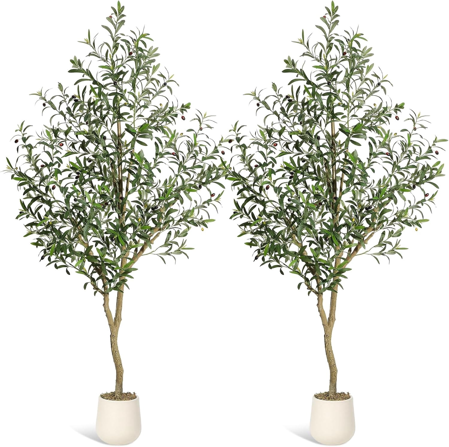 7FT Tall Olive Plants Artificial, Faux Olive Plant with Planter ...
