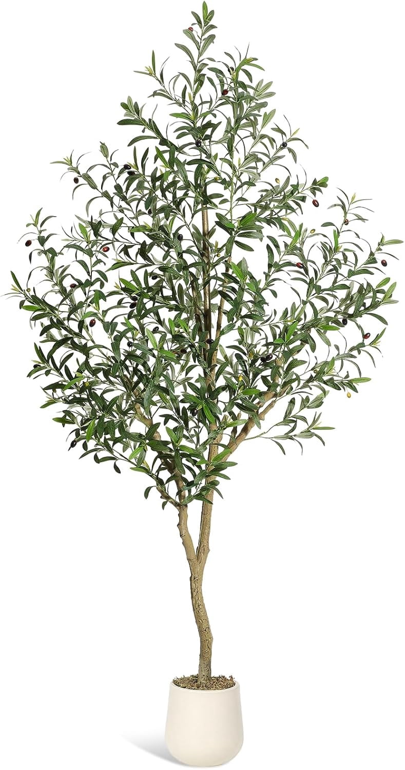 7FT Tall Olive Trees Artificial, Faux Olive Tree with Planter ...