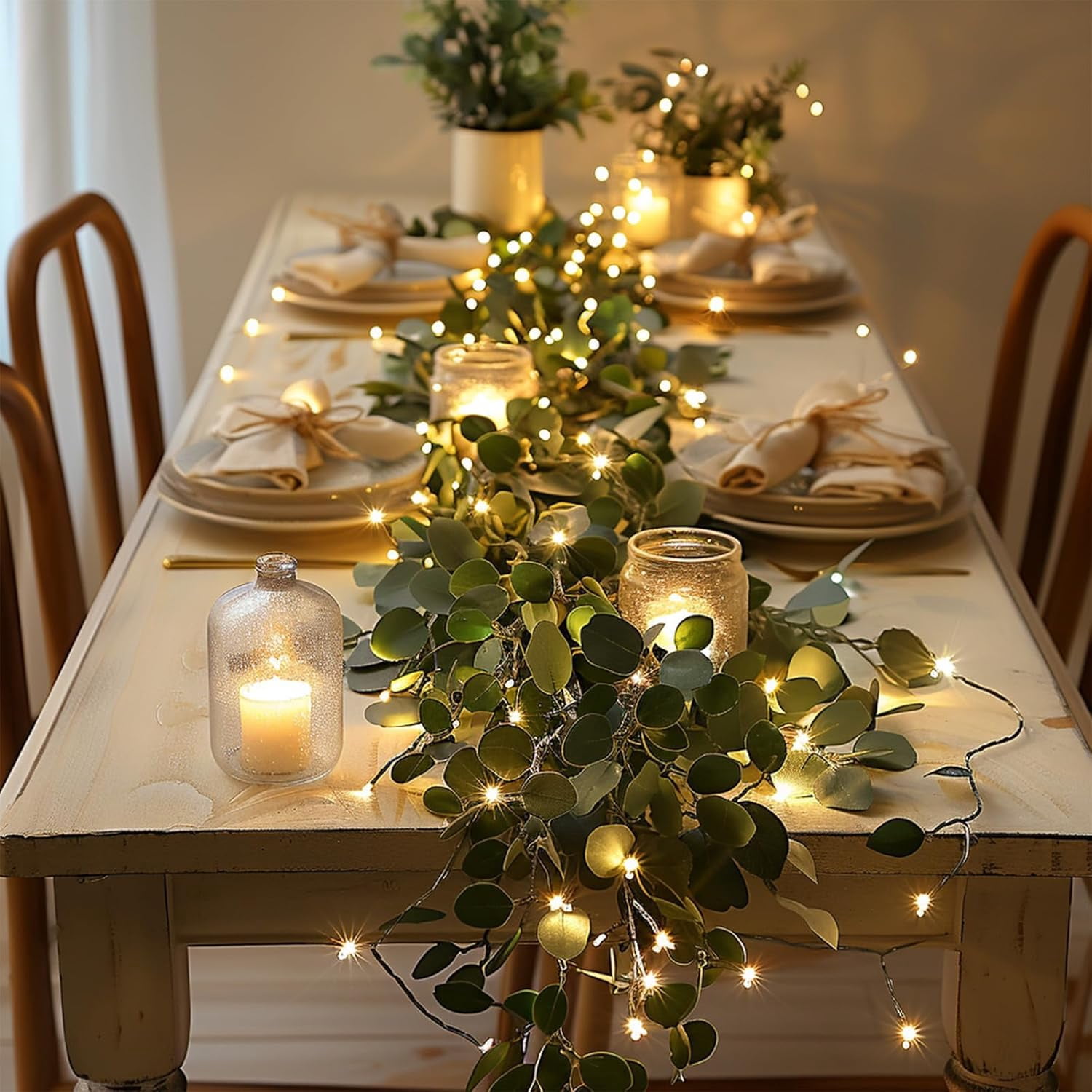 7FT Twinkling Tree Fairy Light Eucalyptus Leaves Christmas Garlands ...
