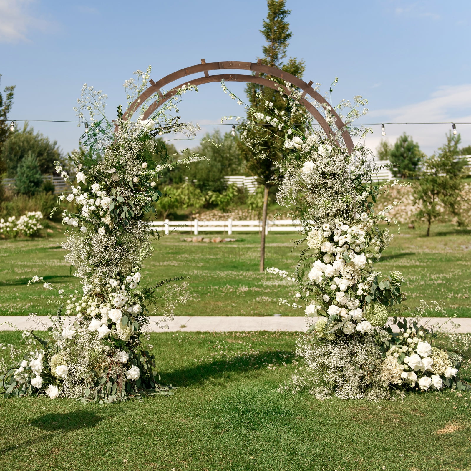 7FT Wooden Garden Arbor, Wedding Arch Backdrop Stand for Ceremony Party ...