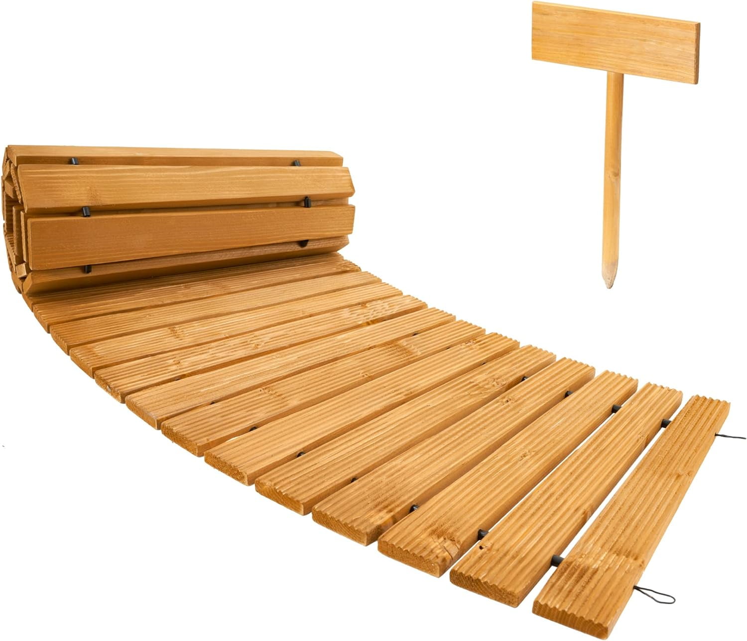 7FT Wooden Garden Pathway Curved Outdoor Walkway Roll Out Cedar Wood ...