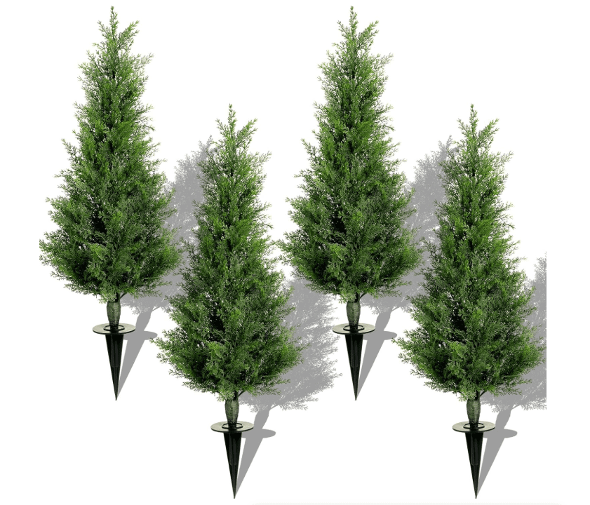 7FTChristmas Artificial Cedar Trees with Ground Spike UV Resistant ...