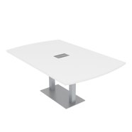 7X4 Racetrack Shaped Conference Table Power And Data Square Metal Base ...