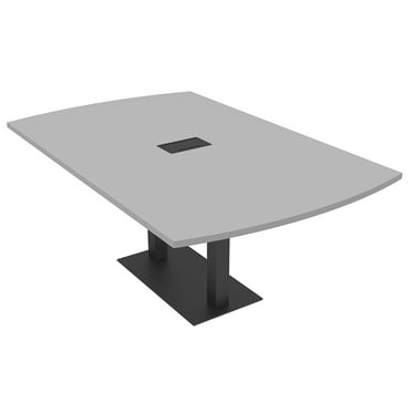 6 Person Arc Boat Conference Table Square Metal Base Electrical Unit ...