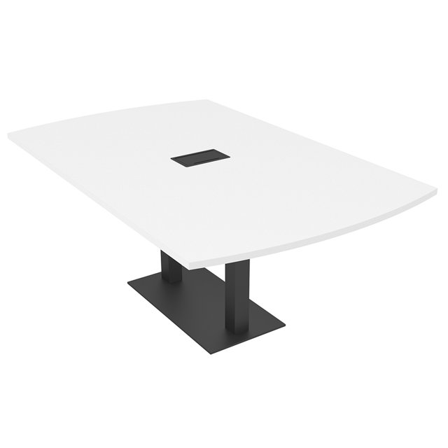 7Ft Arc Rectangle Conference Table Square Metal Base Power And Data ...