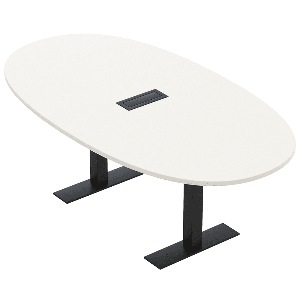 7Ft Boat Oval Conference Table With Metal T Bases And Electrical Unit ...