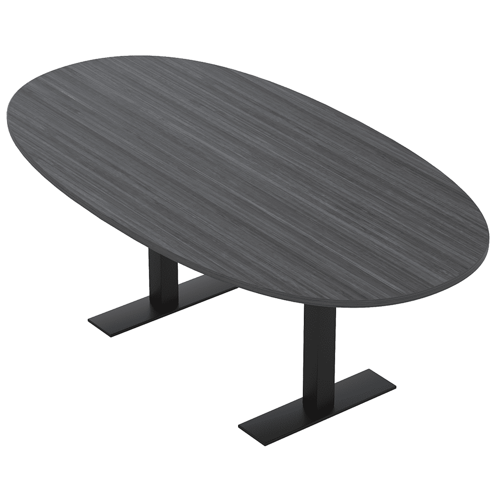7Ft Boat Oval Conference Table With Metal T Bases And Electrical Unit ...