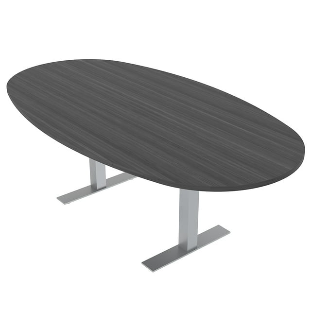 7Ft Boat Oval Conference Table With Metal T Bases And Electrical Unit ...