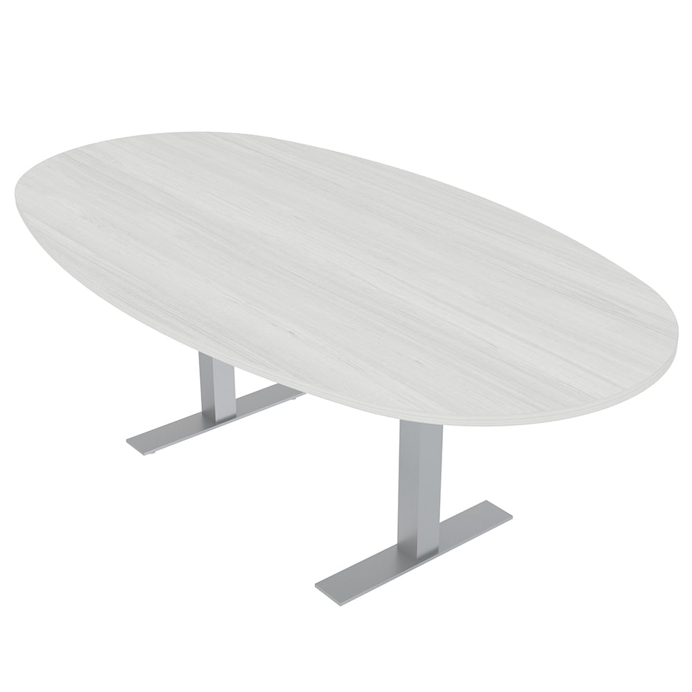 7Ft Boat Oval Conference Table With Metal T Bases And Electrical Unit ...