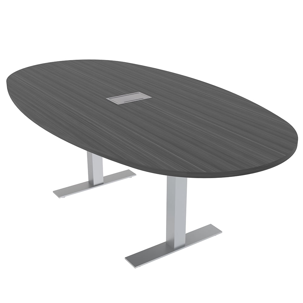 7Ft Boat Oval Conference Table With Metal T Bases And Electrical Unit ...