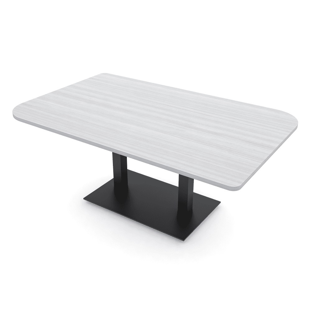 7Ft Duo Shaped Conference Table With Metal Base And Electric Module ...