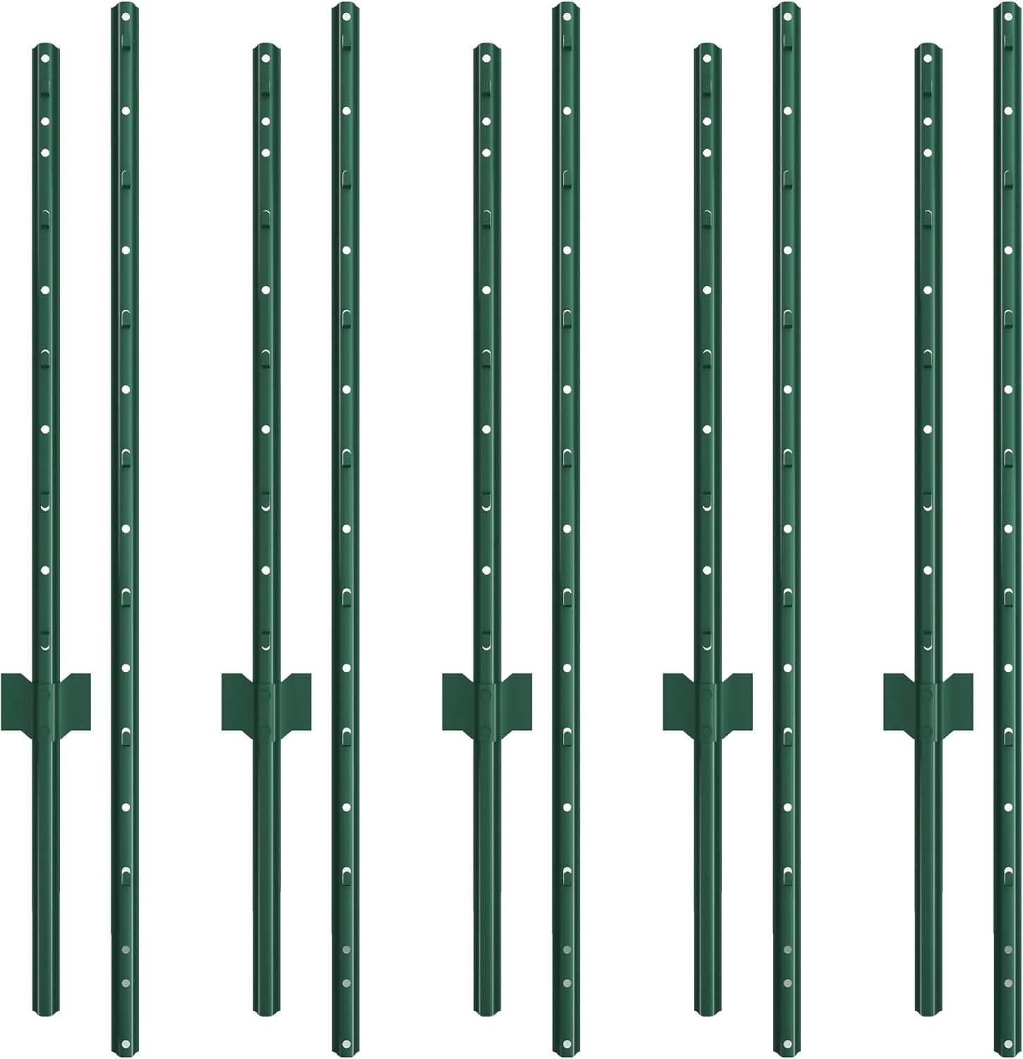 7Ft Fence Posts - 5Pack, Heavy Duty Metal U-Channel Fence Post, No Dig ...