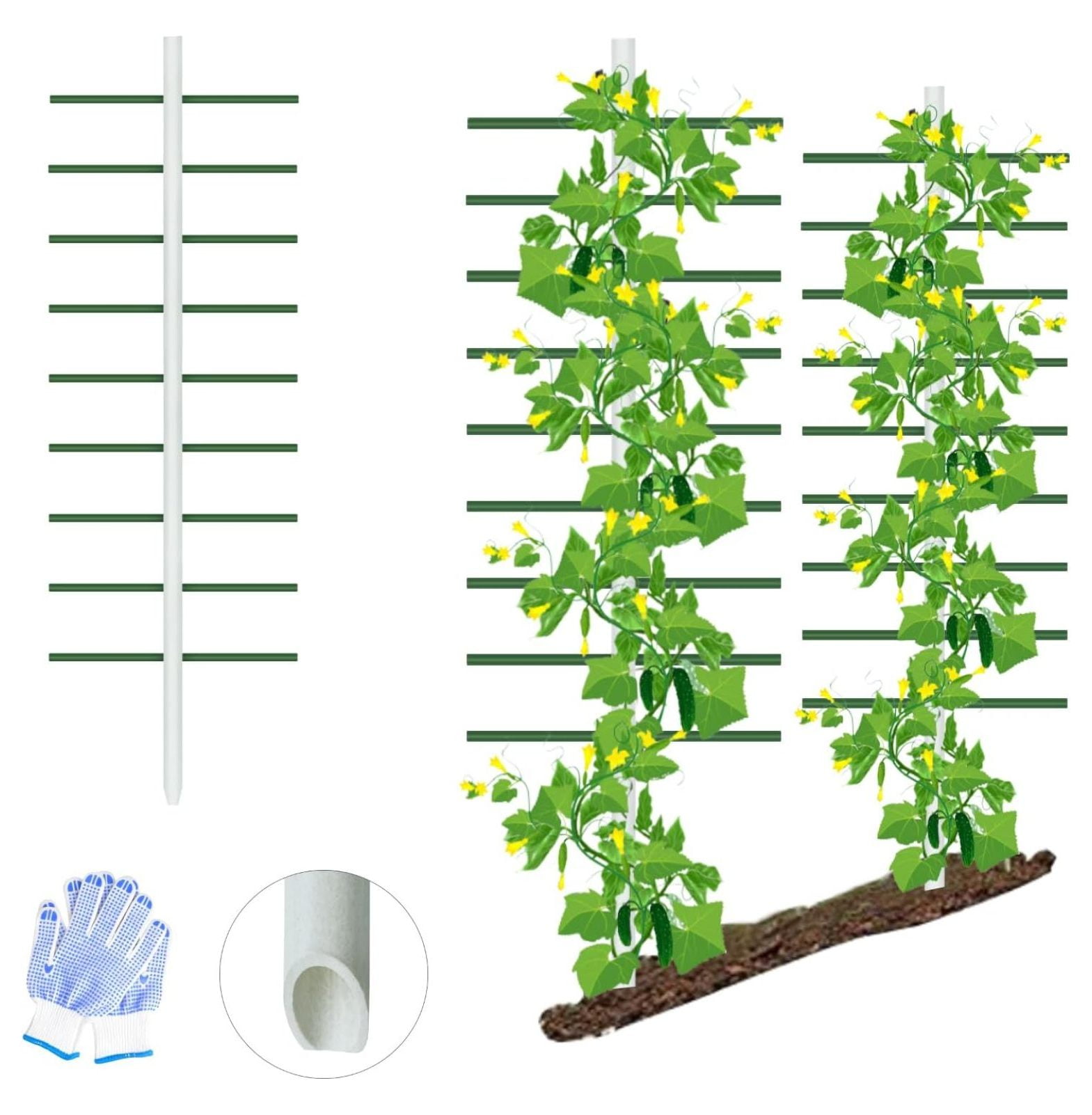 7Ft Garden Trellis for Climbing Plants, Fiberglass Tower Trellis with 9 ...