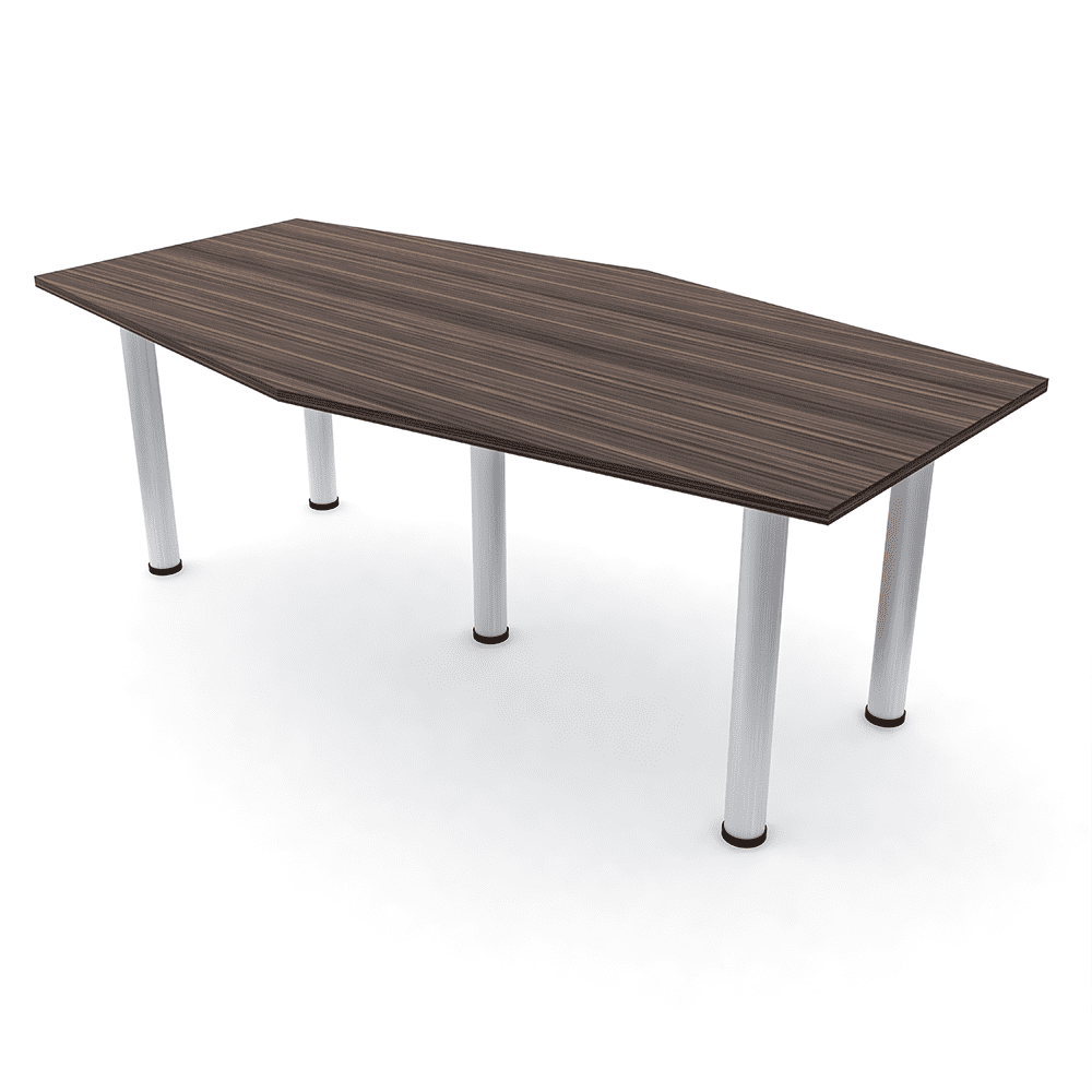 7Ft Hexagon Irregular Conference Table Power And Data Silver Post Legs ...
