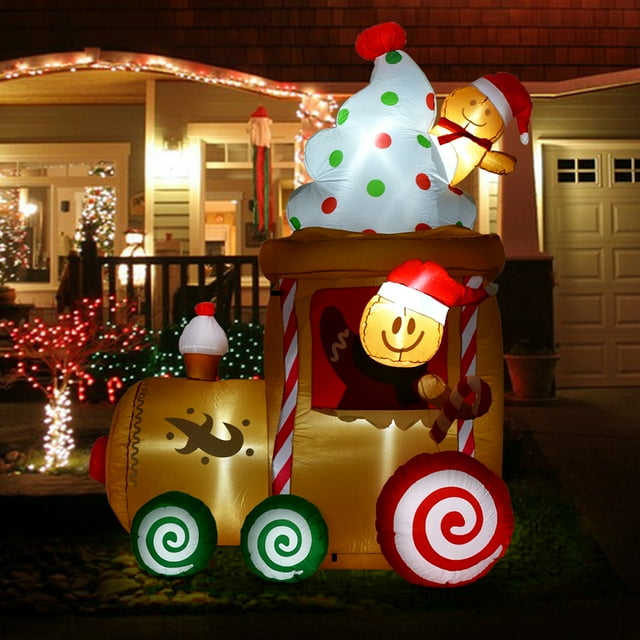 7Ft Inflatable Gingerbread Man Ice Cream Truck Christmas Yard ...