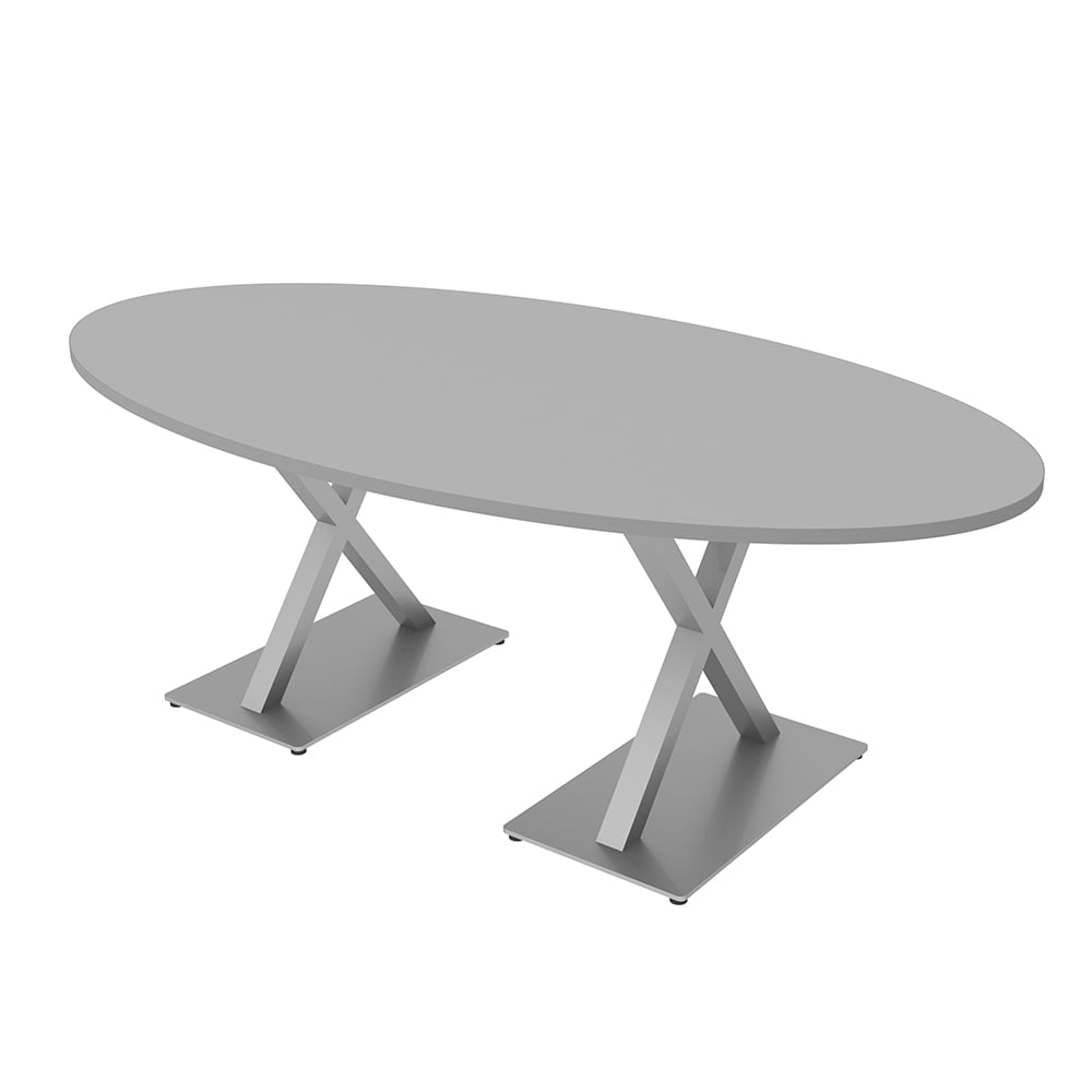 7Ft Oval Conference Room Table With X Bases Power And Data Module ...