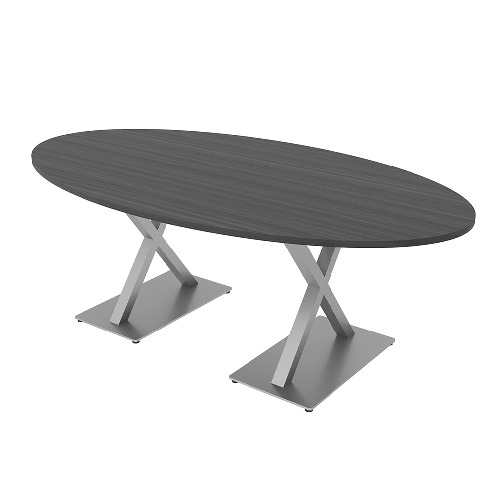7Ft Oval Conference Room Table With X Bases Power And Data Module ...