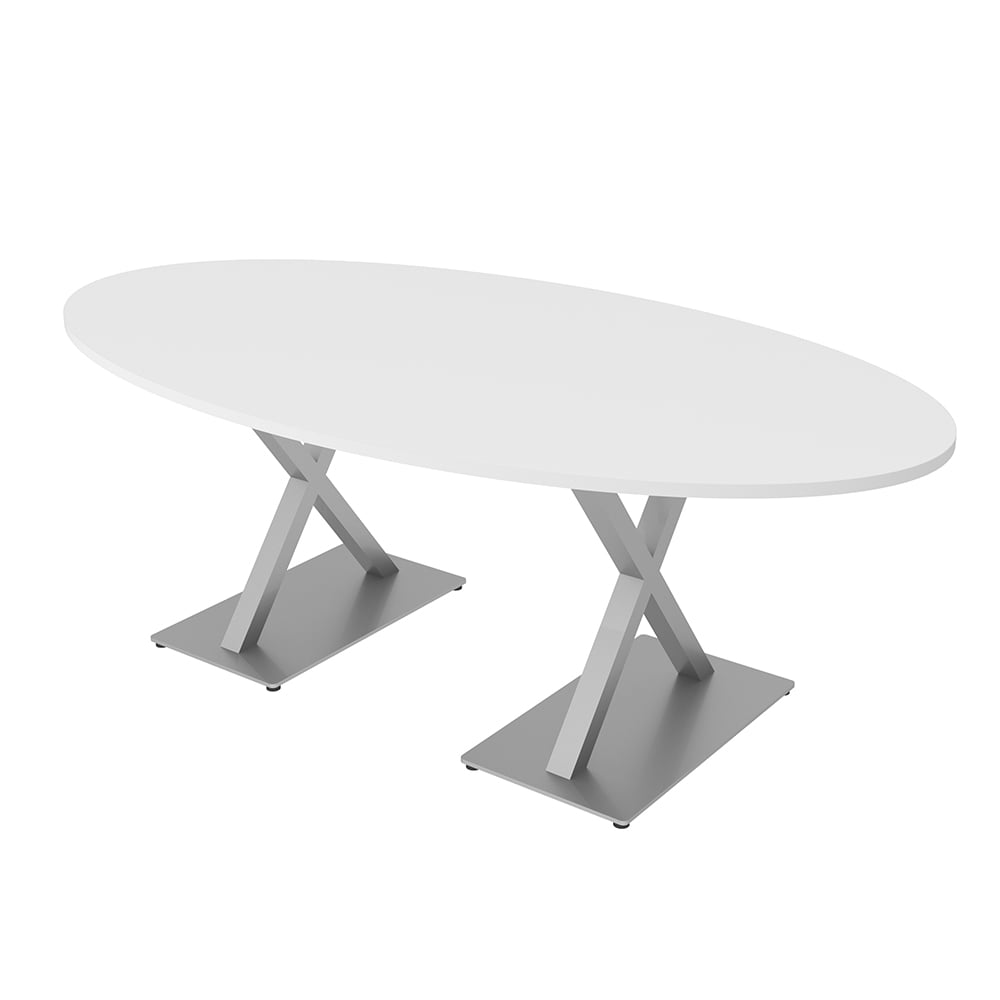 7Ft Oval Conference Room Table With X Bases Power And Data Module ...