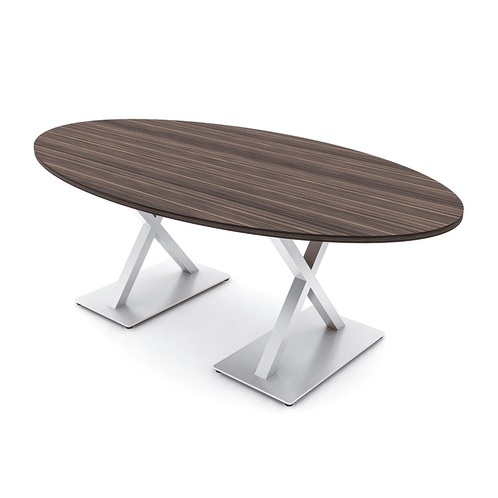 7Ft Oval Conference Room Table With X Bases Power And Data Module ...